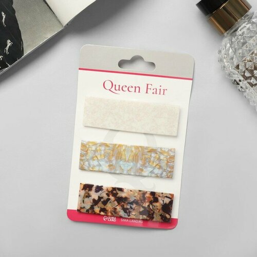 Queen fair Невидимка для волос "Дифда" (набор 3 шт) 7 см, мраморный микс
