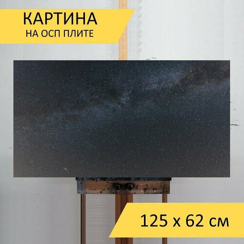 Картина на ОСП 125х62 см. "Млечный путь, галактика, вселенная" горизонтальная, для интерьера, с креплениями