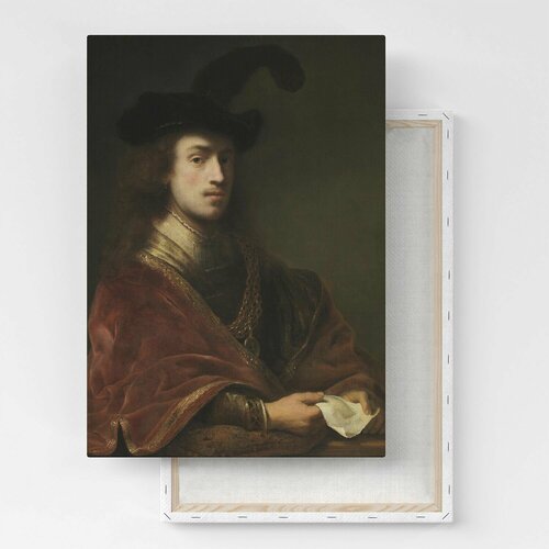 Картина на холсте, репродукция / Фердинанд Бол - Self-Portrait, Behind a Parapet / Размер 80 x 106 см