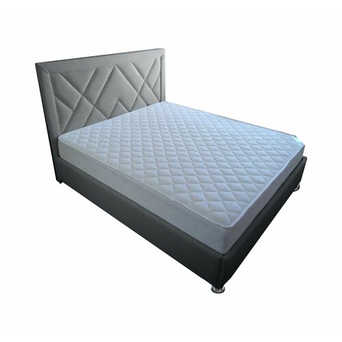 Односпальная кровать Мозайка 80x200 с подъемным механизмом и с коробом для белья велюр серый без ножек