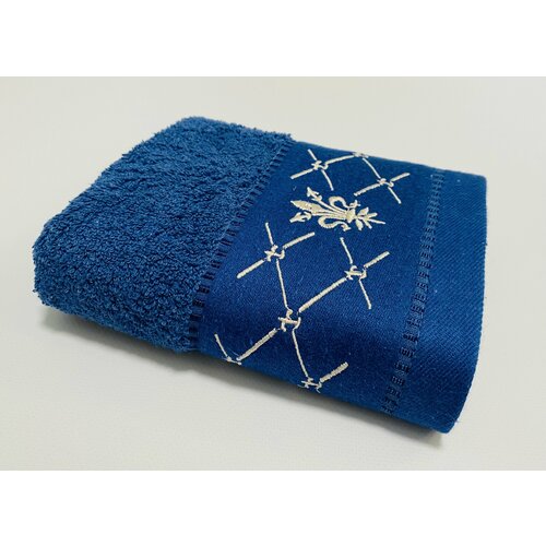 Полотенце махровое ручное для мужчины Синее Кортик 35х75 см