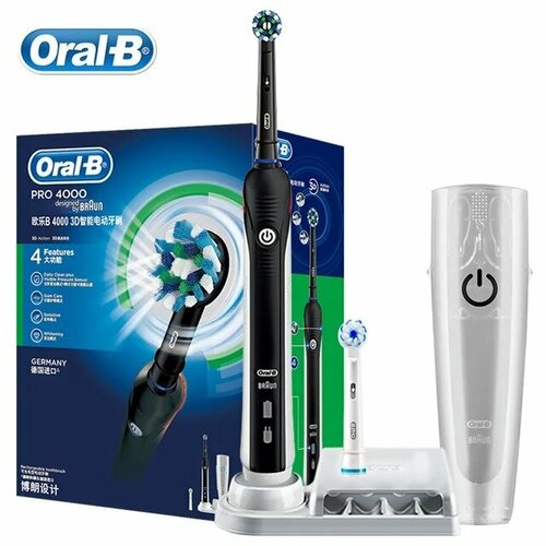 Ультразвуковая электрическая зубная щетка Oral B Pro 4000 3D Smartseries, черный