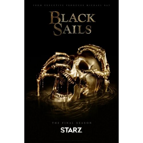 Плакат, постер Black Sails, сериал, 2014. Чёрные паруса на бумаге, размер 30х42см