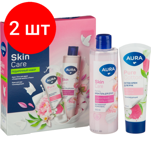 Комплект 2 наб, Подарочный набор AURA SKIN CARE Кр-гель д душ 250 мл, Крем д рук 75 мл