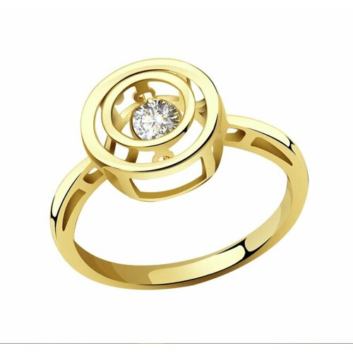 Кольцо Diamant online, желтое золото, 585 проба, фианит, размер 16