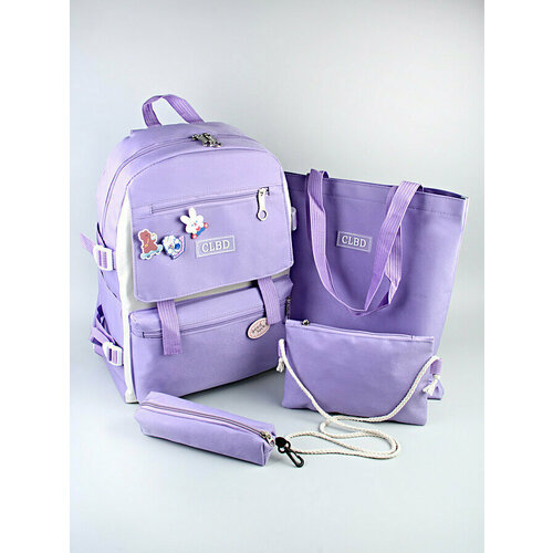 Комплект сумок шоппер Skin, фактура матовая, фиолетовый