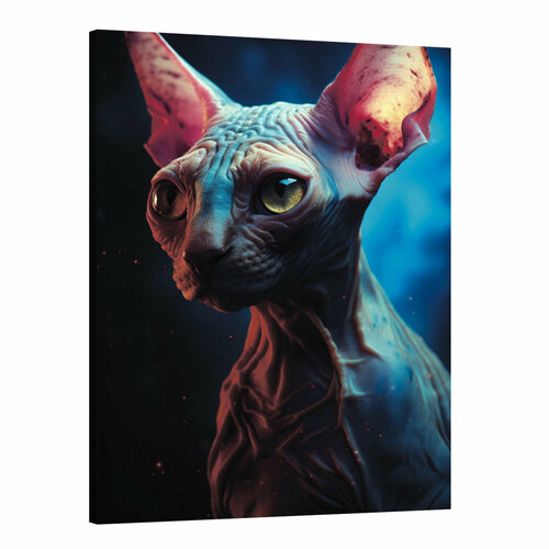 Интерьерная картина 50х70 "Кошка сфинкс: загадочное обличие"