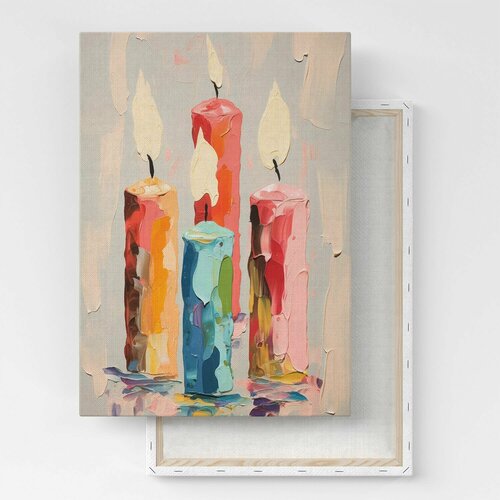Картина на холсте, репродукция / Абстракция - Горящие свечи / Размер 60 x 80 см