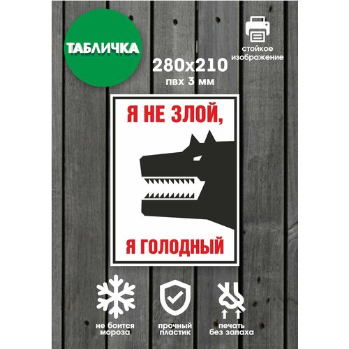 Табличка "злая собака" на дверь, ворота, стену 28х21см