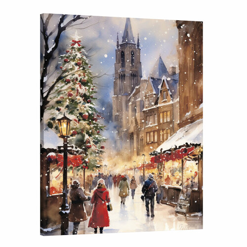 Интерьерная картина 50х70 "Рождество в городе"