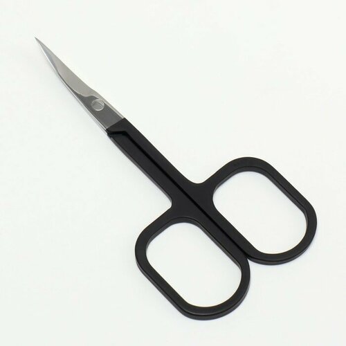 Ножницы маникюрные, узкие, загнутые, с прорезиненными ручками, 9 см, цвет серебристый/чёрный (1шт.)