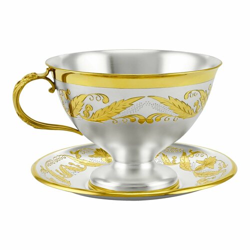 Чашка с блюдцем серебряная Мстерский ювелир №1 "Версаль"