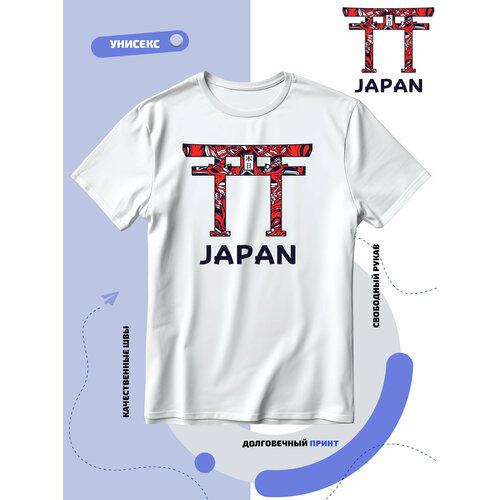 Футболка SMAIL-P силуэт японских ворот Тории в узорах Japan, размер M, белый