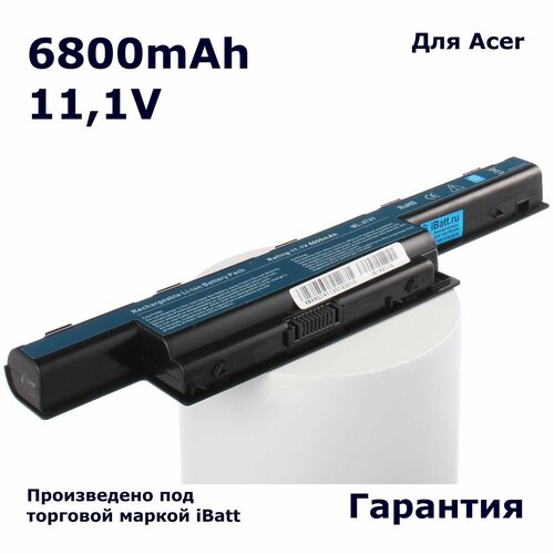 Аккумулятор iBatt 6800mAh, для E644G-E353G32Mikk E644G-E353G50Mnkk TravelMate 4740 4750G Travelmate 5742G-484G50Mnss 5742Z P253-MG-32344g75maks
