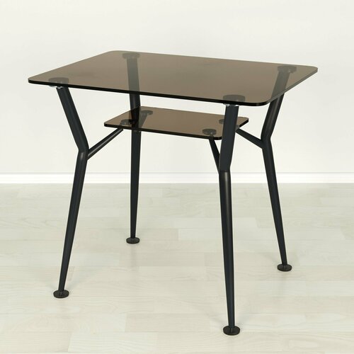 Стеклянный стол для кухни Квадро 10 бронза/черный (900х600 мм)