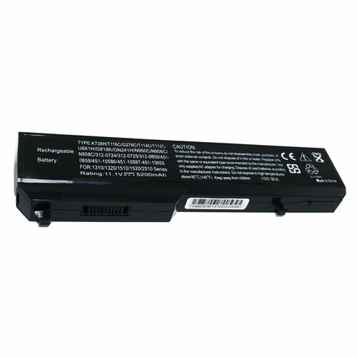 Аккумуляторная батарея (аккумулятор) K738H для ноутбука Dell Vostro 1310 черная