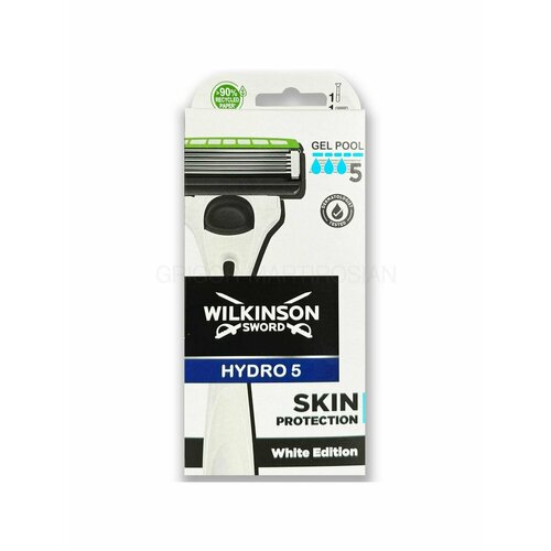 Безопасная бритва Wilkinson с лезвиями из нержавеющей стали - Hydro5 White Edition