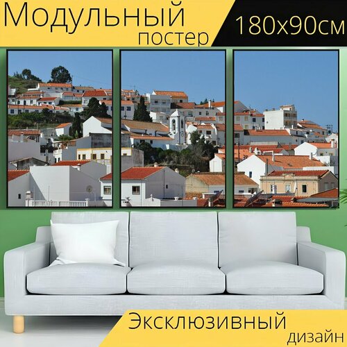 Модульный постер "Архитектура, португалия, дома" 180 x 90 см. для интерьера