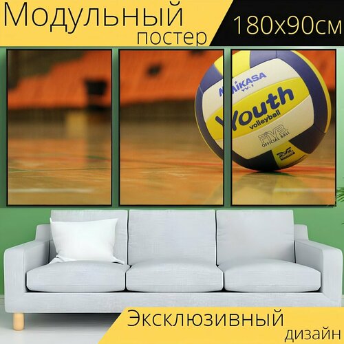 Модульный постер "Мяч, волейбол, упражняться" 180 x 90 см. для интерьера