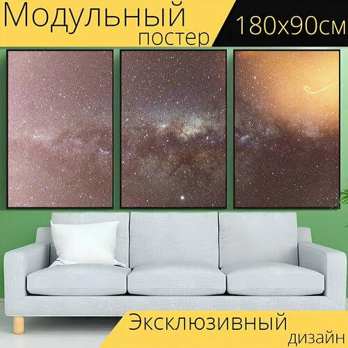 Модульный постер "Небо, звезды, пространство" 180 x 90 см. для интерьера