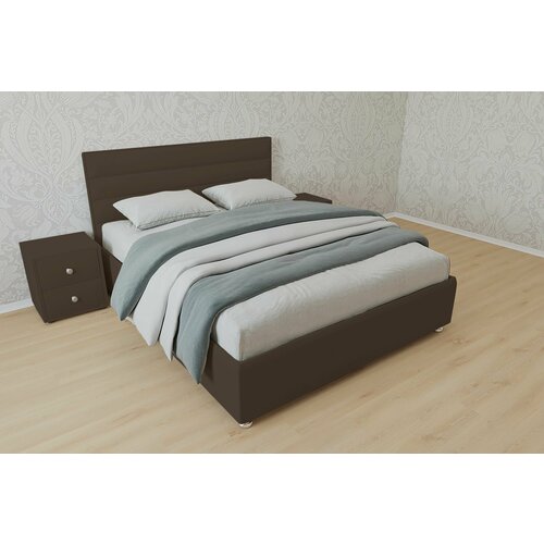 Односпальная кровать Милан 80x200 основание металлическое с ламелями велюр коричневый без ножек