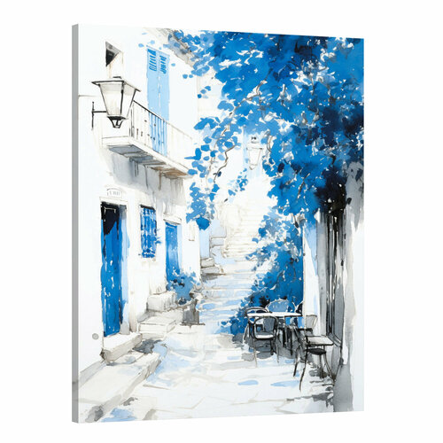 Интерьерная картина 50х70 "Греция: вечерняя прогулка"