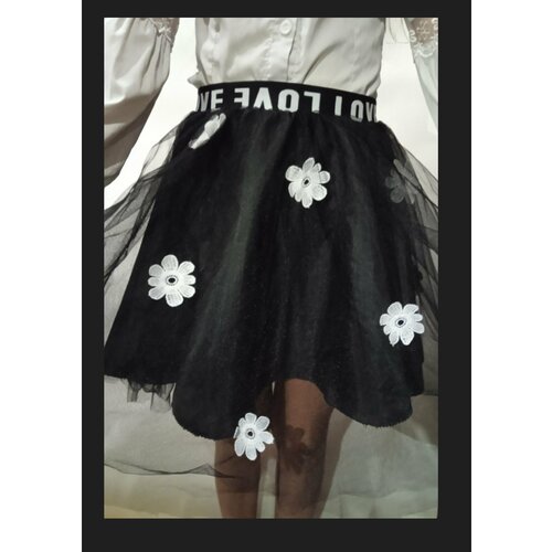 Школьная юбка, размер 110/116, черный, белый
