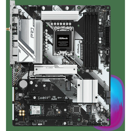 Материнская плата ASRock B760 PRO RS/D4 WIFI (Socket1700, B760, ATX,4xDDR4,3M.2,3PCI-E16, PCI-E, DP, HDMI, PC5333, Wi-Fi)