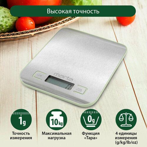 MARTA MT-1646 (new) зеленый нефрит весы кухонные
