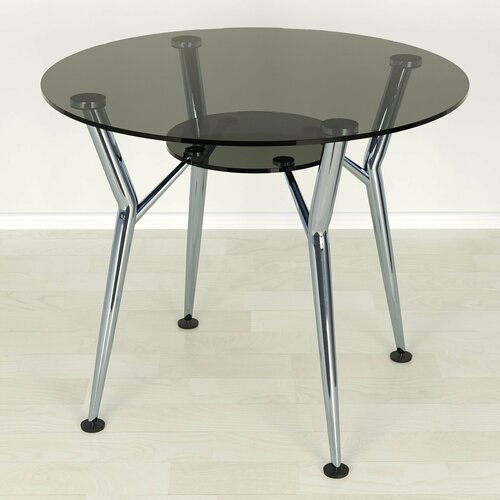 Стеклянный обеденный стол Квадро 18-4 серый/хром D95
