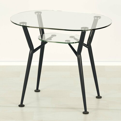 Стеклянный стол овальный Квадро 23 прозрачный/черный (1000х700)