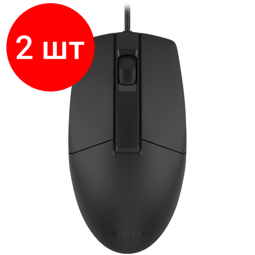 Комплект 2 штук, Мышь компьютерная A4Tech (OP-330S (BLACK)) оптическая (1200dpi/3but)