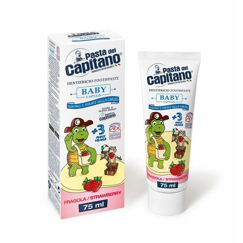 Зубная паста Pasta del Capitano Baby Strawberry +3 Клубничная 75 мл детская 8002140035005