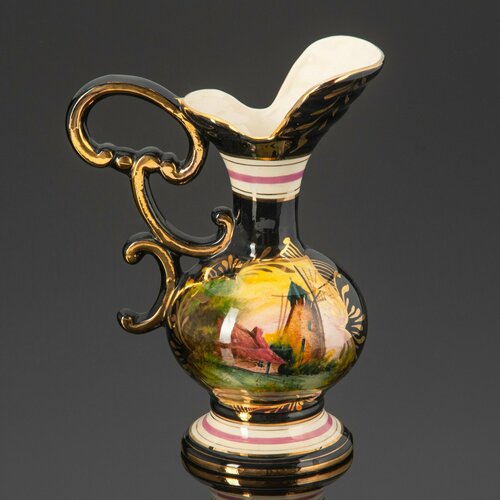 Винтажный интерьерный кувшин (ваза) украшенный ручной росписью, H. Bequet Quaregnon