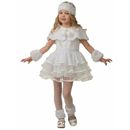 Карнавальный костюм для девочки "Снежинка Снеговичка" размер 146 - 76