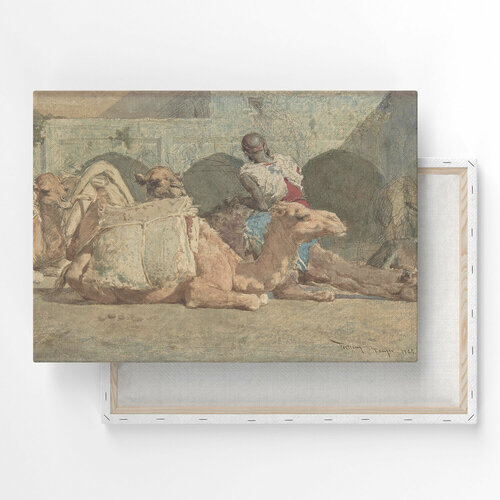 Картина на холсте, репродукция / Мариано Фортуни - Camels Reposing, Tangiers / Размер 60 x 80 см