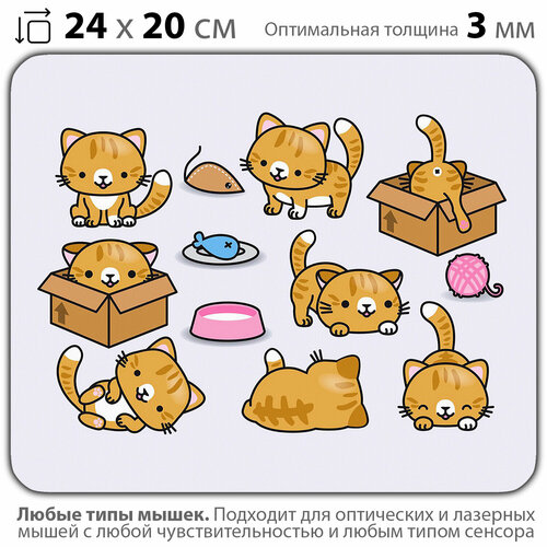 Коврик для мыши "Жизнь маленького котёнка" (24 x 20 см x 3 мм)