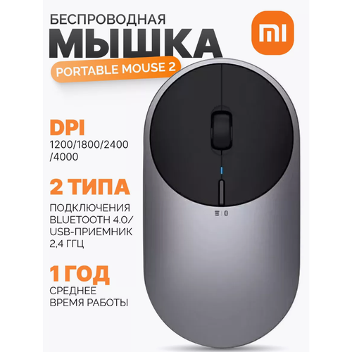 Беспроводная мышь Xiaomi Portable 2 Gray