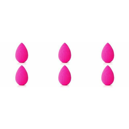 Singi Спонж косметический в упаковке, для макияжа лица, яйцо, цвет тёмно-розовый, 6 см, 6 штук.