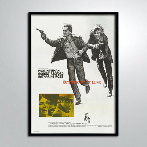 Постер в раме/Винтажный Плакат/Буч Кэссиди и Сандэнс Кид (1969) Пол Ньюман Роберт Редфорд Арт