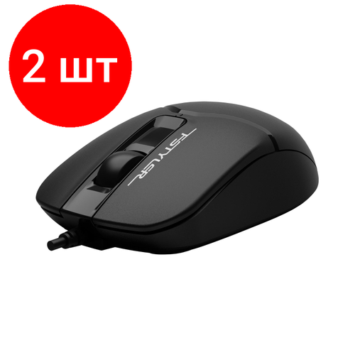 Комплект 2 штук, Мышь компьютерная A4Tech Fstyler FM12T черный 1200dpi/USB/3but