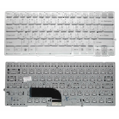 Клавиатура для ноутбука Sony Vaio VPC-SB1B7E серебристая без рамки
