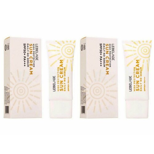 Lebelage Крем солнцезащитный High Protection Daily no sebum Sun cream Spf 50+, Pа+++, 50 мл, 2 шт.
