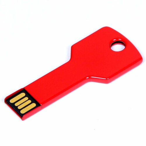 Металлическая флешка Ключ для нанесения логотипа (64 Гб / GB USB 2.0 Красный/Red KEY Флеш накопитель apexto UK-001)
