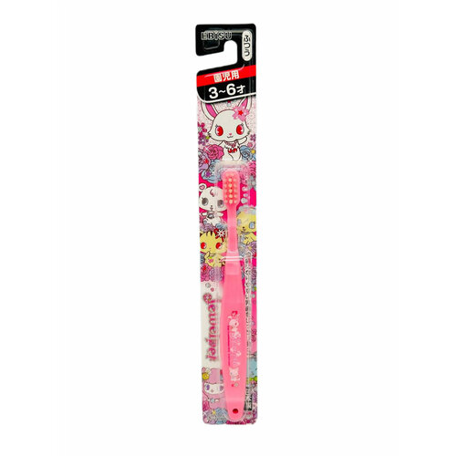 EBISU Детская зубная щетка Jwell Pet Драгоценные аниме-игрушки, от 3 до 6 лет, средней жесткости, розовая