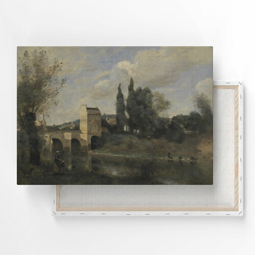 Картина на холсте, репродукция / Camille Corot - The Bridge at Mantes / Камиль Коро / Размер 30 x 40 см