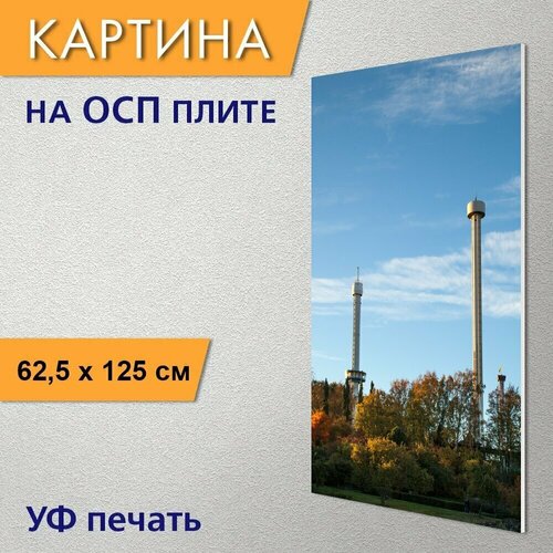 Вертикальная картина на ОСП "Линнанмяки, хельсинки, осень" 62x125 см. для интерьериа