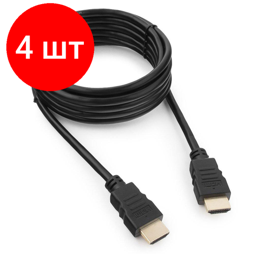 Комплект 4 штук, Кабель HDMI - HDMI, М/М, 3 м, v1.4, Гарнизон, чер, GCC-HDMI-3М