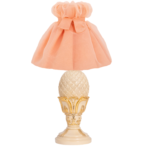 Настольная лампа Bogacho Источник энергии кремовая с розовым абажуром