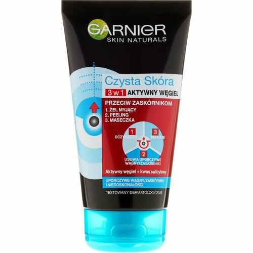 Маска для лица Garnier Skin Naturals Средство 3в1 Гель+Скраб+Маска. Чистая Кожа Актив 150 мл